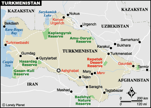 Lonely Planet -Turkmenistan Map